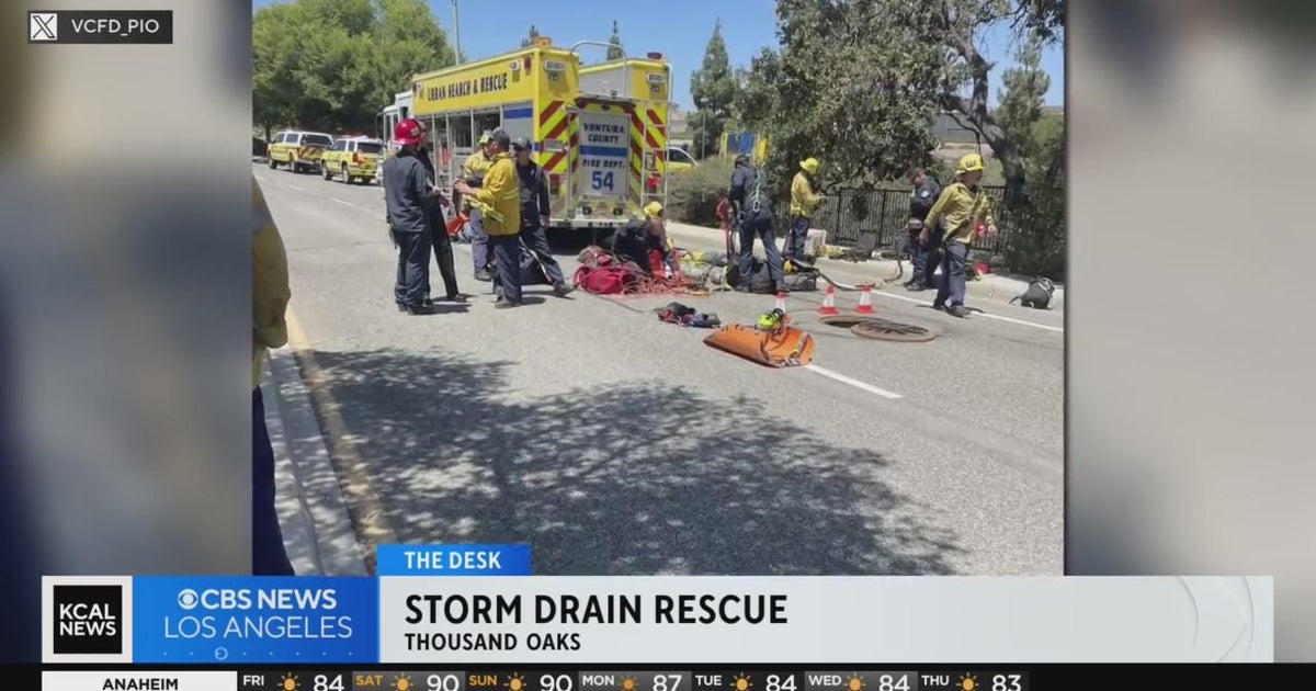 Firefighters rescue someone from Thousand Oaks storm drain - CBS Los Angeles