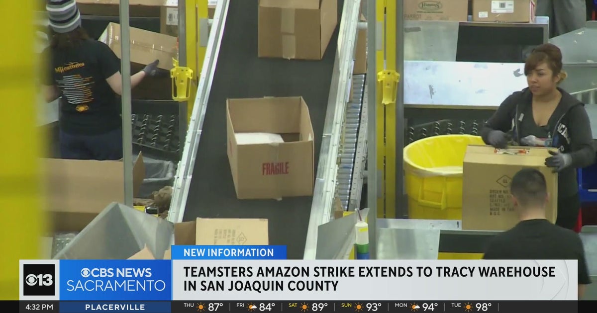 Teamsters Amazon strike extends to Tracy warehouse - CBS Sacramento