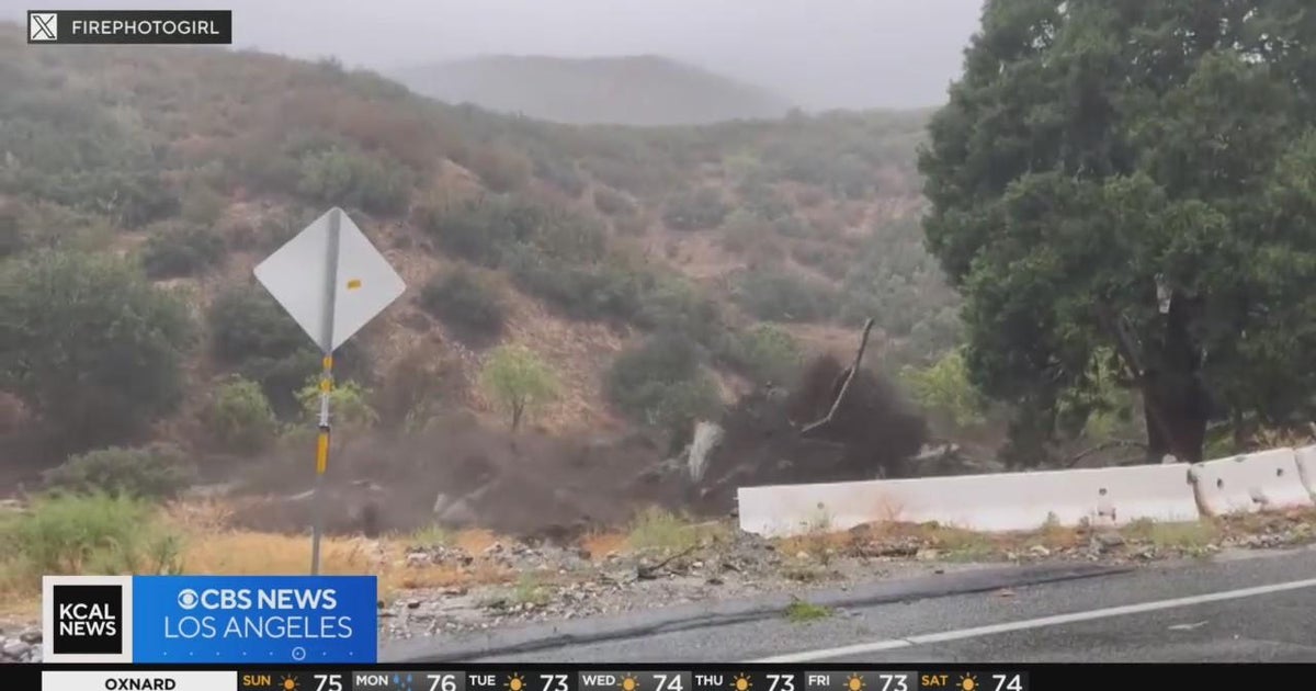 Massive mudflow creates miles-long road blockage in Yucaipa - CBS Los ...