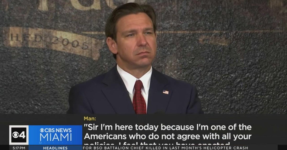 Florida Governor Ron DeSantis confronted - CBS Miami