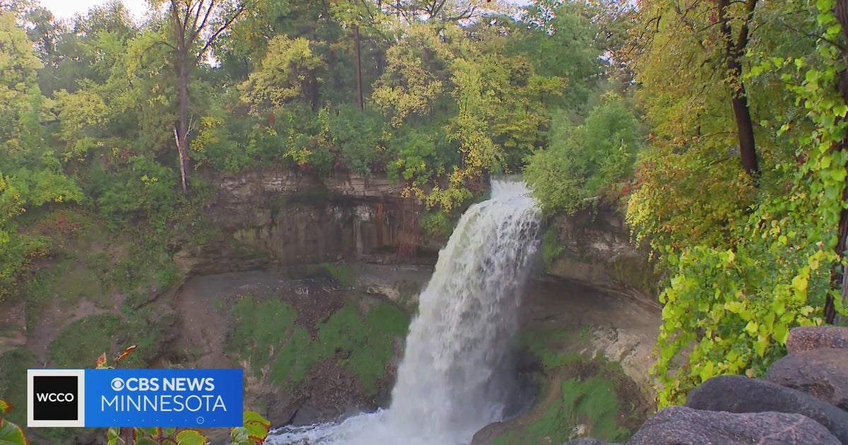 Rain transforms Minnehaha Falls from trickle to raging waterfall - CBS ...