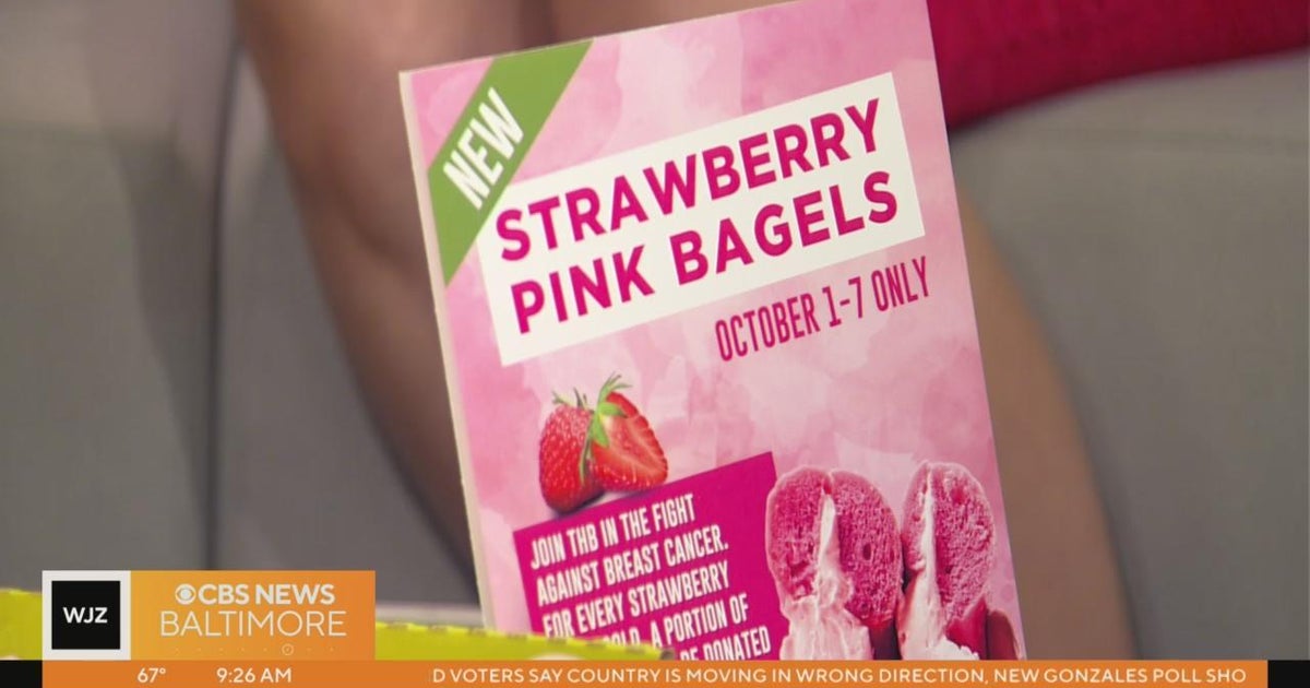 THB's pink strawberry-flavored bagels raise funds for breast cancer awareness - CBS Baltimore