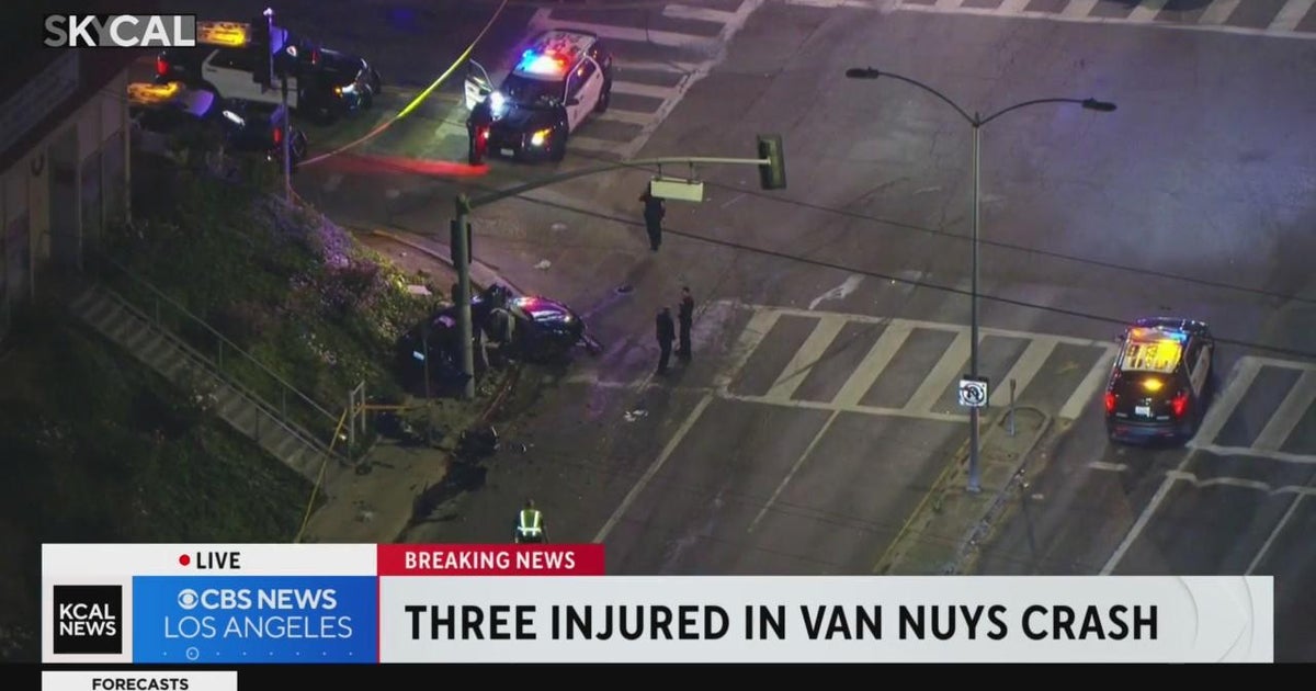 Violent crash leaves three hospitalized in Van Nuys - CBS Los Angeles