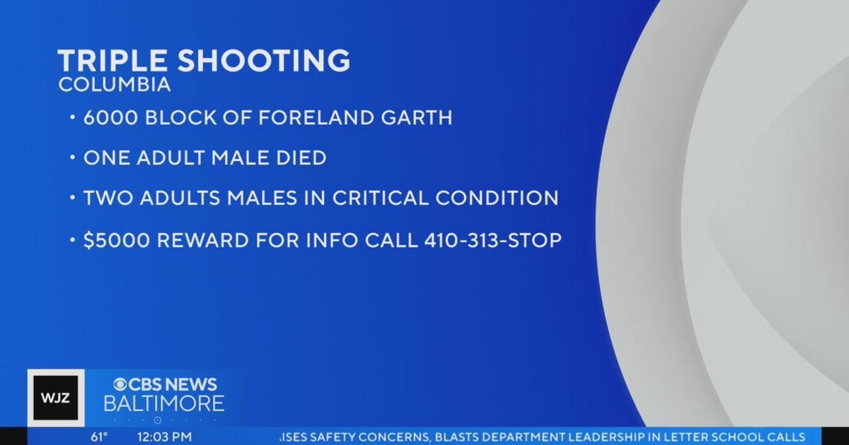 One killed in triple shooting in Columbia - CBS Baltimore