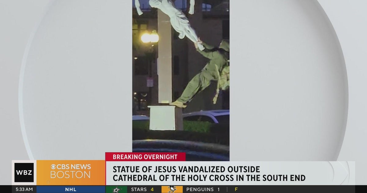 Jesus crucifixion statue vandalized outside Cathedral of Holy Cross in ...