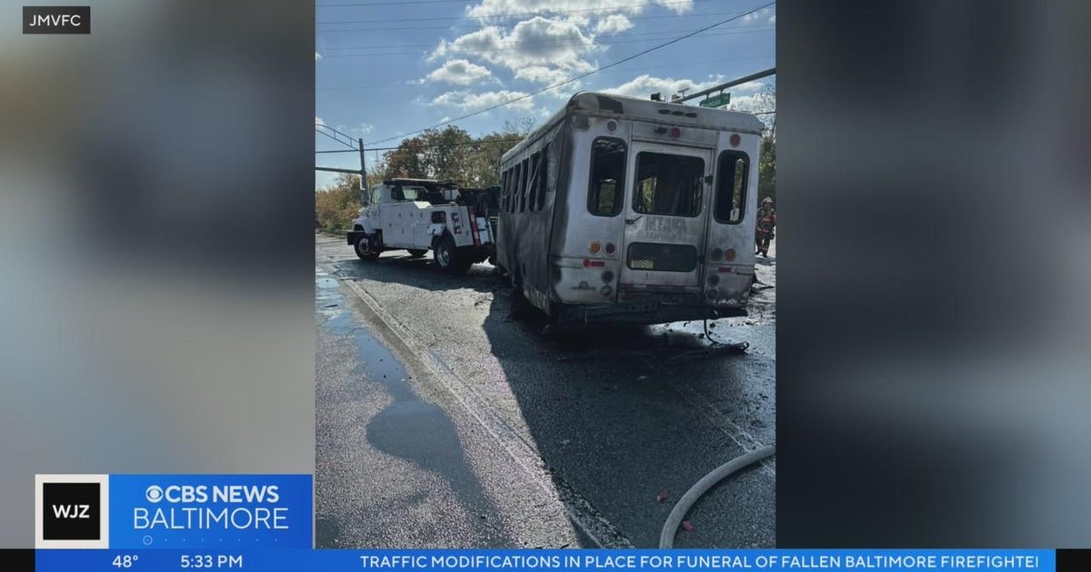 No injuries reported from MTA bus fire in Harford County - CBS Baltimore