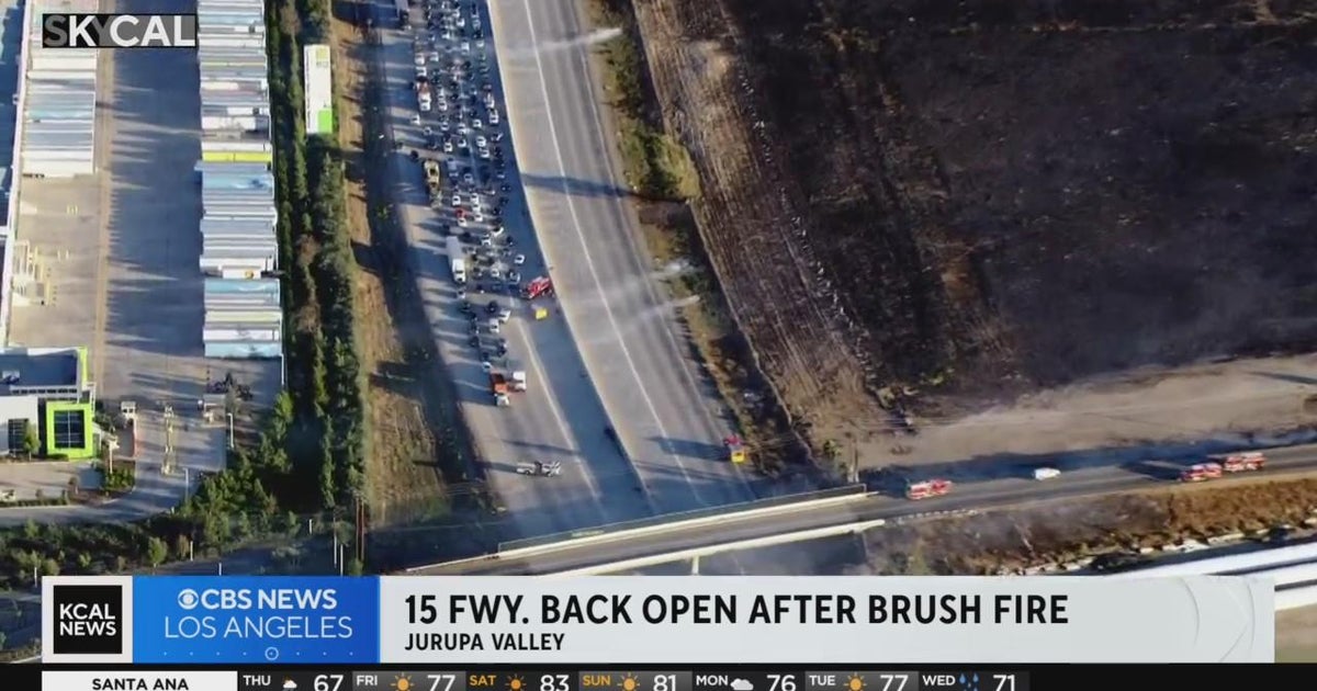 15 Freeway reopens after brush fire in Jurupa Valley - CBS Los Angeles