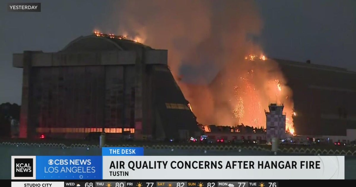 Crews find asbestos in debris from Tustin hangar fire - CBS Los Angeles