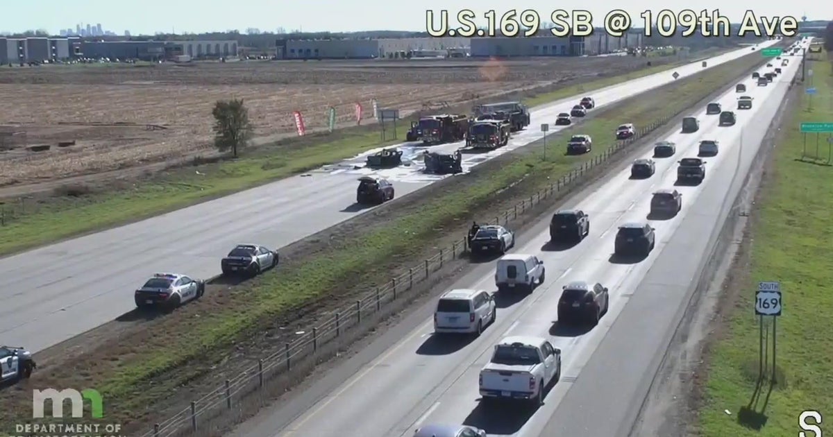Crash closes southbound Highway 169 in Brooklyn Park. - CBS Minnesota