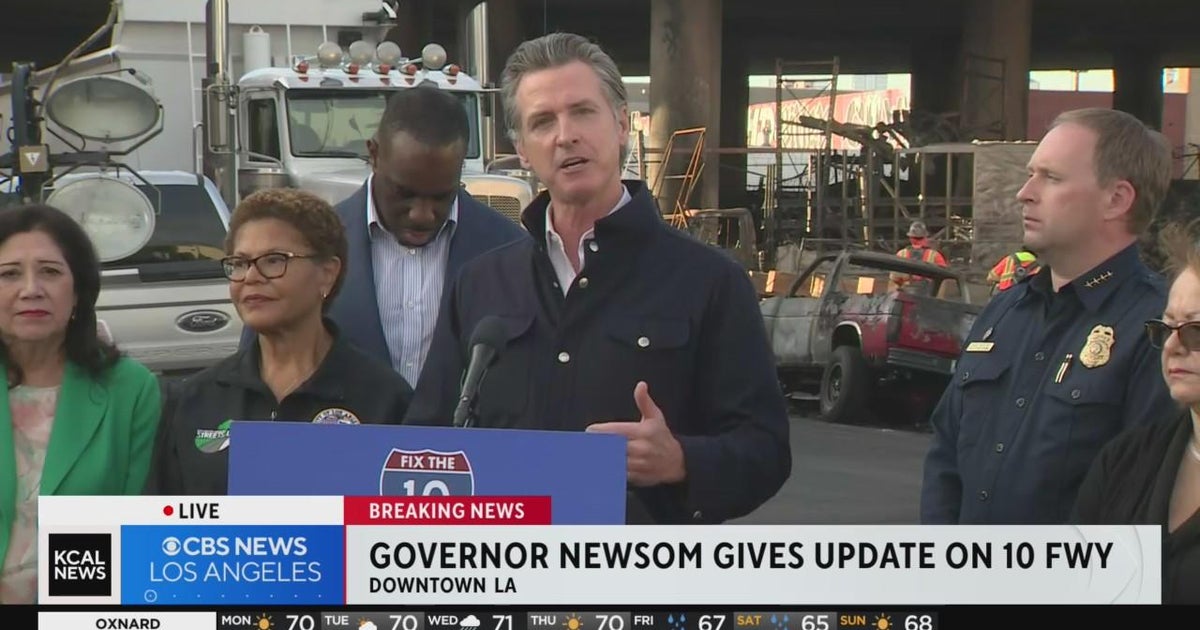 Gov. Newsom says I-10 Freeway fire was likely caused by arson - CBS Los ...
