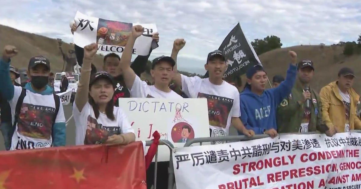 Dueling protests on road to Biden / Xi meeting in Woodside - CBS San ...