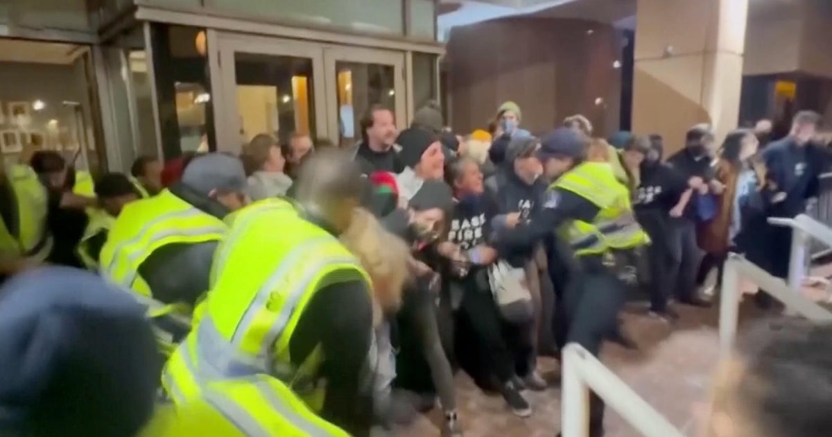 Pro-Palestinian protesters and police clash outside DNC headquarters in ...