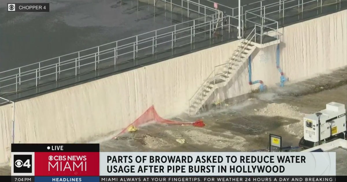 Ruptured pipe at wastewater treatment facility - CBS Miami