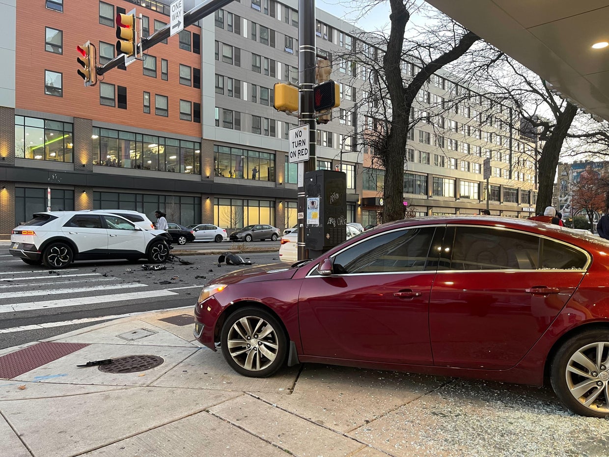 Car slams into bank after crash in Philadelphia, multiple people ...