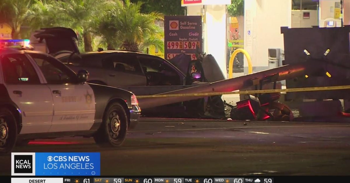 Stolen vehicle crashes into innocent driver during pursuit - CBS Los Angeles