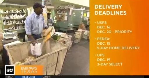 Delivery deadlines for shipping holiday gifts - CBS Texas