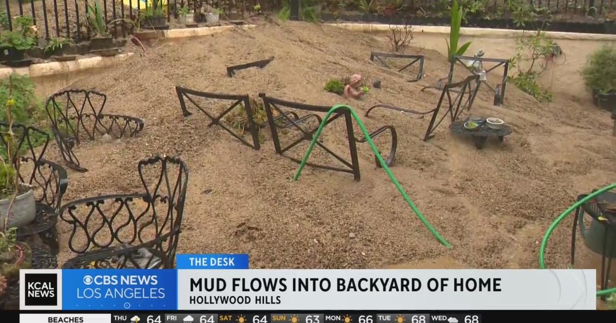 Rain causes small mudflow into backyard of Hollywood Hills home - CBS ...