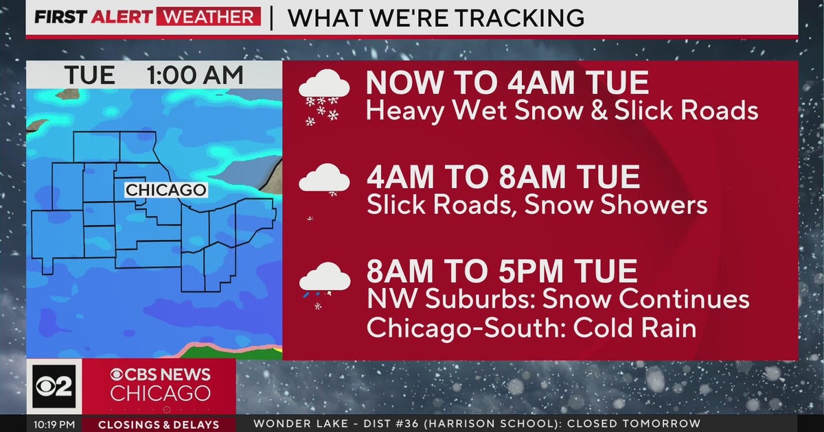 Tracking the winter storm: A treacherous morning commute Tuesday - CBS ...
