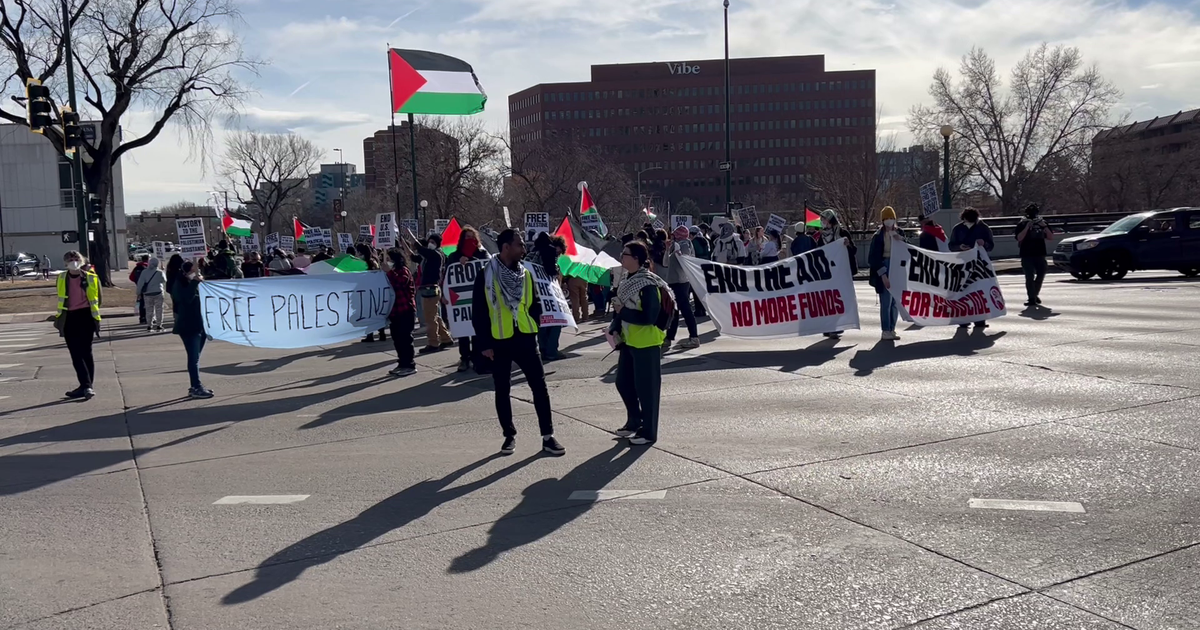 Pro-Palestinian demonstrators in Denver block Colfax Avenue and Speer ...