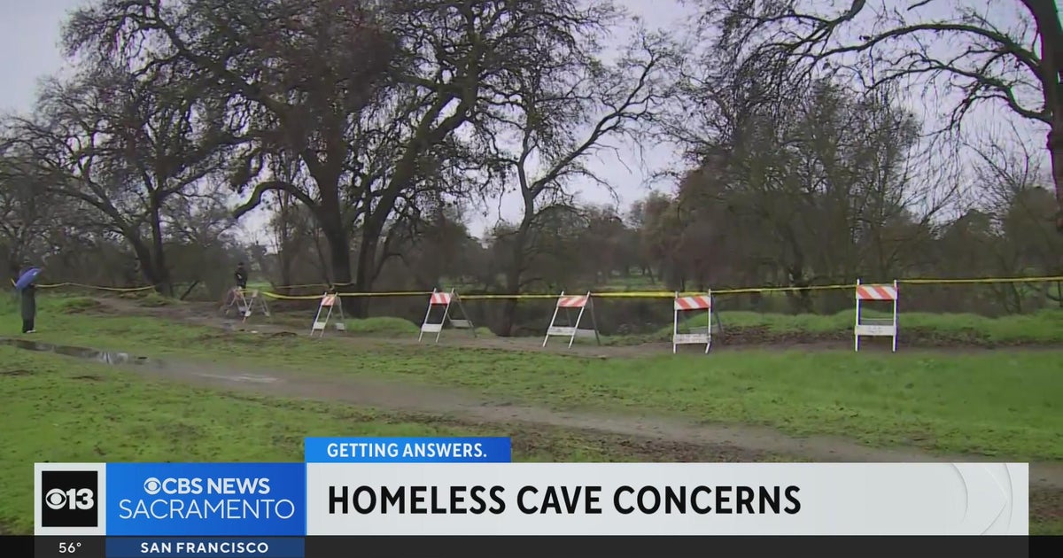 Temporary yellow tape goes up near Tuolumne River homeless caves - CBS ...