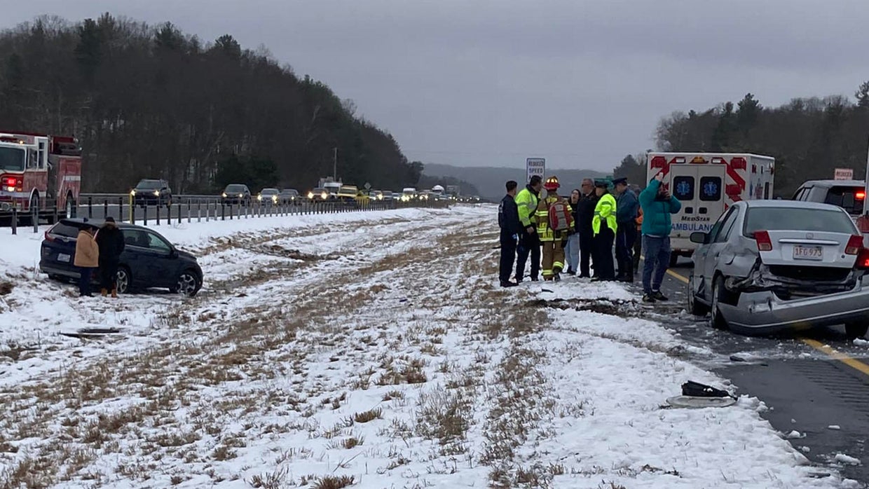 "Road is all ice" police warn after multi-car crash on Route 146 in ...