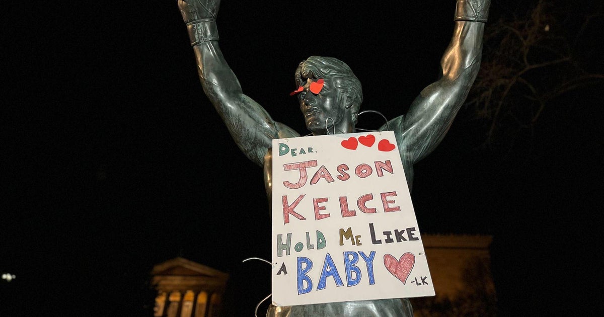 Valentine's Day message for Jason Kelce left on Rocky Balboa statue in ...