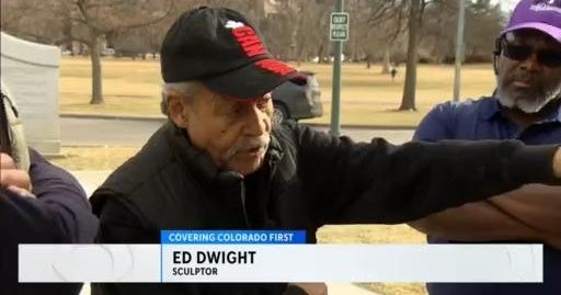 Celebrated artist Edward Dwight surveys damage to the MLK Monument in ...