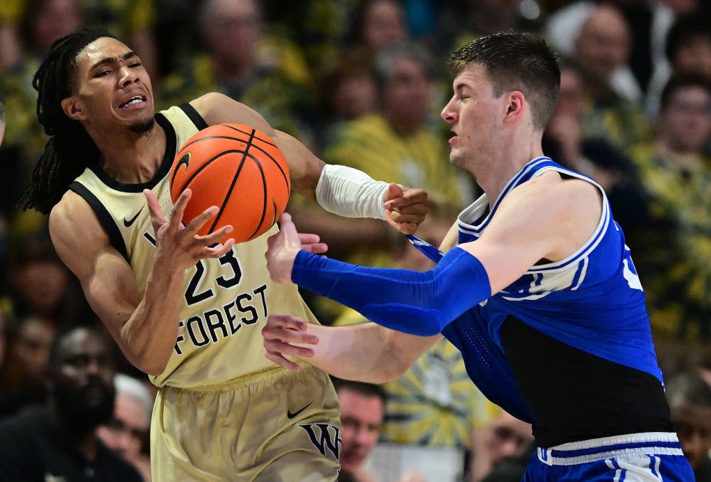 Wake Forest fans collide with Duke star Kyle Filipowski while storming ...