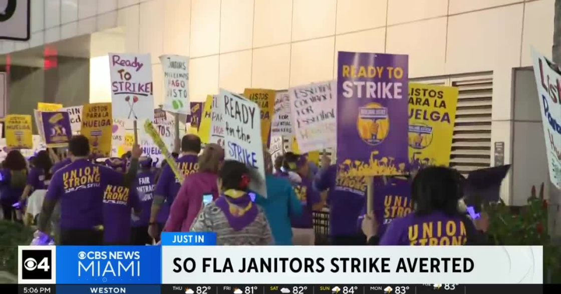 South Florida janitors strike averted after reaching tentative agreement - CBS Miami