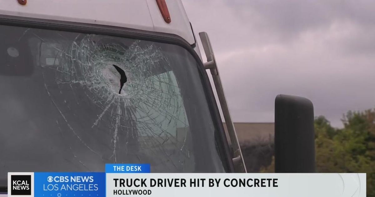 Big rig driver injured after being hit by chunk of concrete tossed off ...