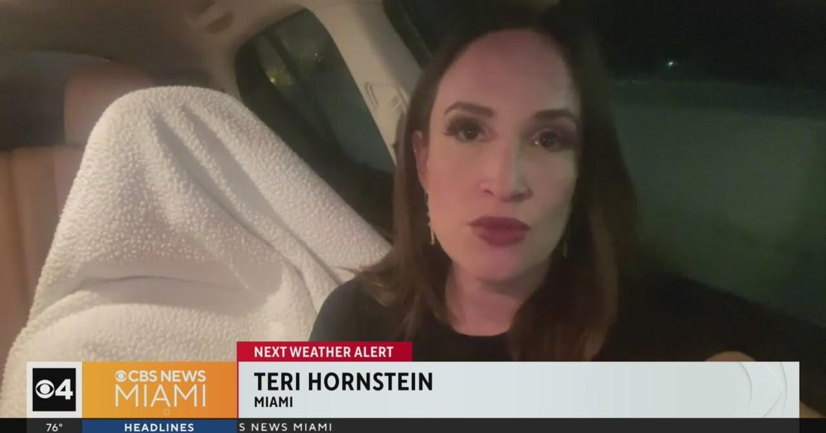 CBS News Miami's Teri Hornstein reports from car due to lightning - CBS Miami