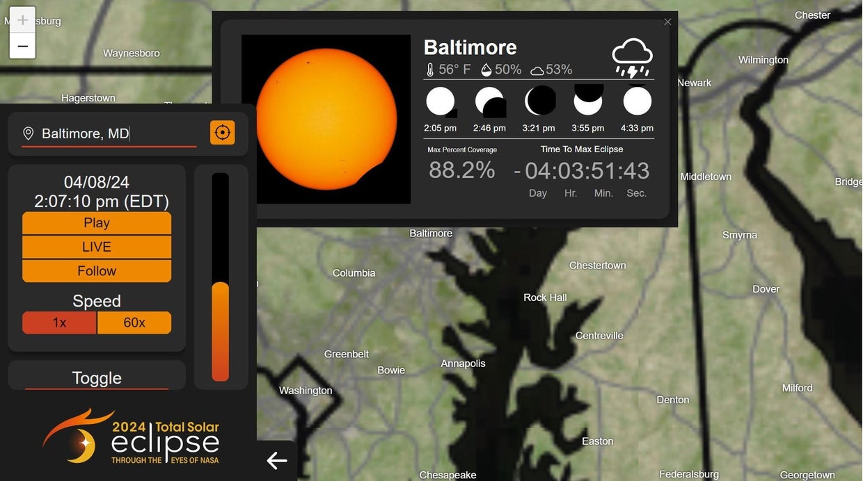 What time the eclipse starts, peaks and ends in Baltimore - CBS Baltimore