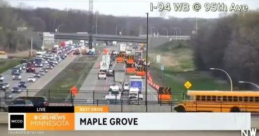 Crash Limits Traffic To One Lane On I 94 Westbound Near Maple Grove