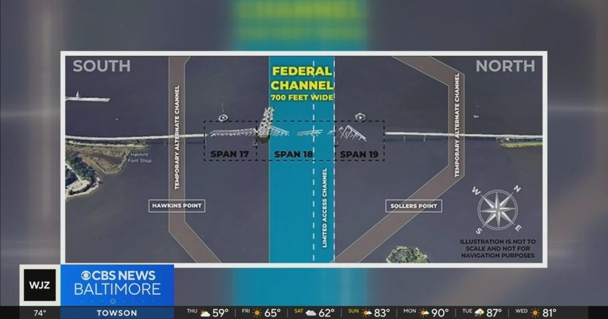Fourth temporary channel to open around Key Bridge collapse site - CBS ...