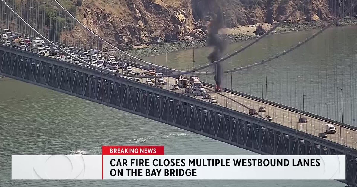 Car fire shuts down westbound lanes of Bay Bridge - CBS San Francisco