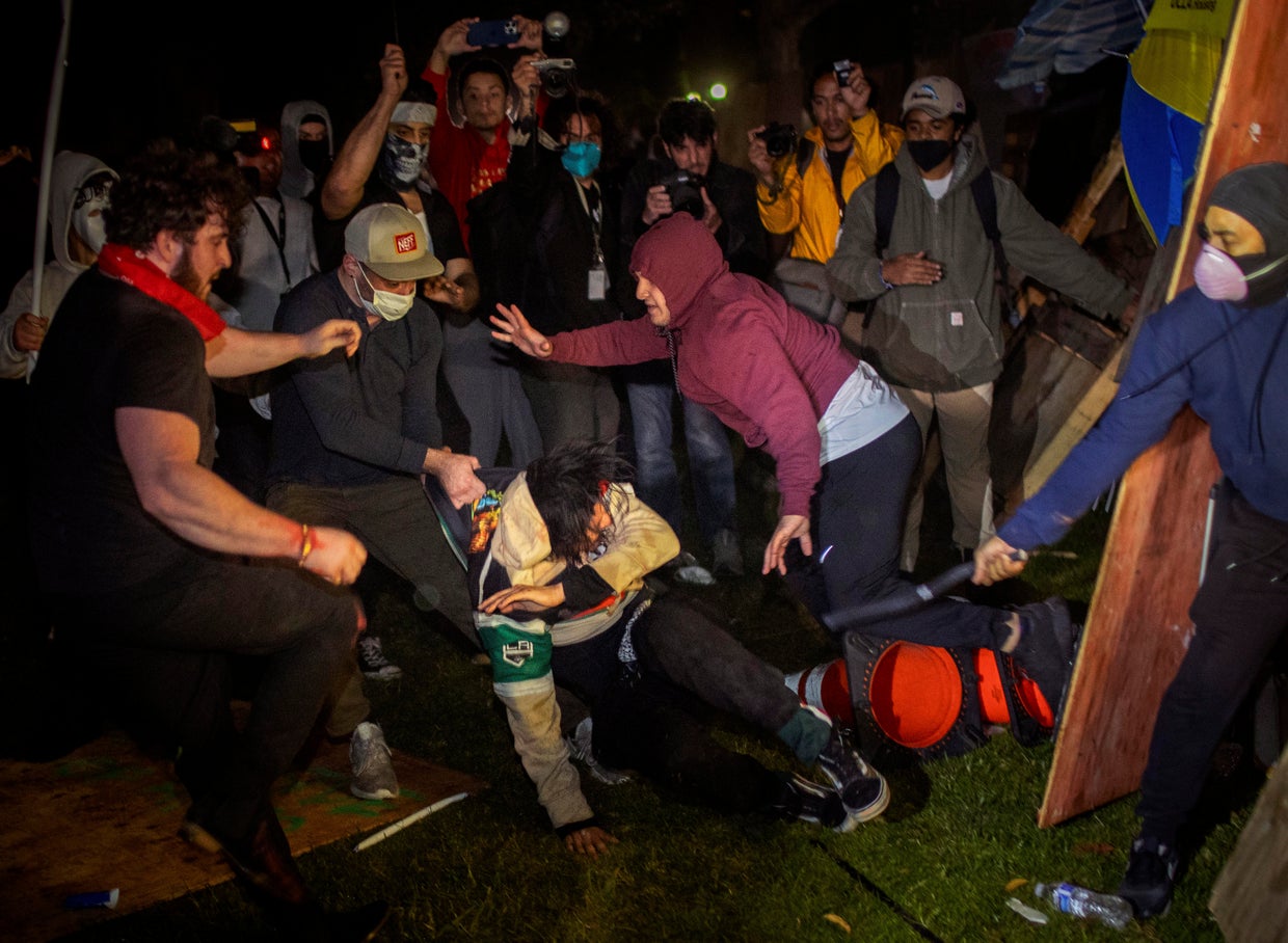 Violence breaks out at some pro-Palestinian campus protests - CBS News