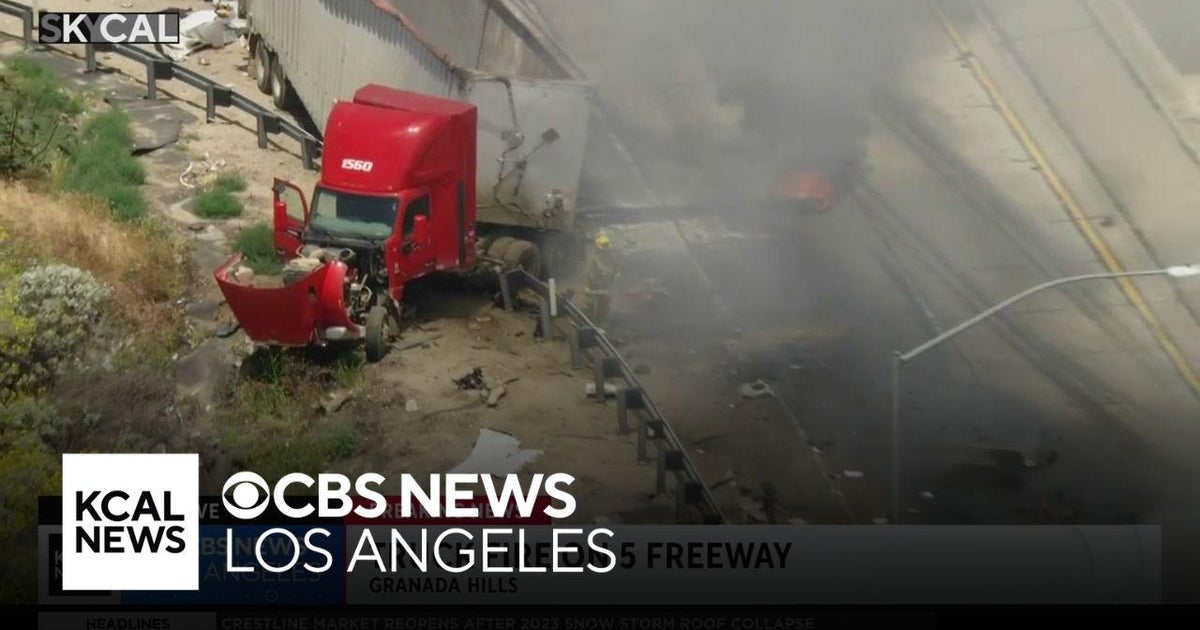 2 big rigs crash on 5 Freeway in Granada Hills - CBS Los Angeles
