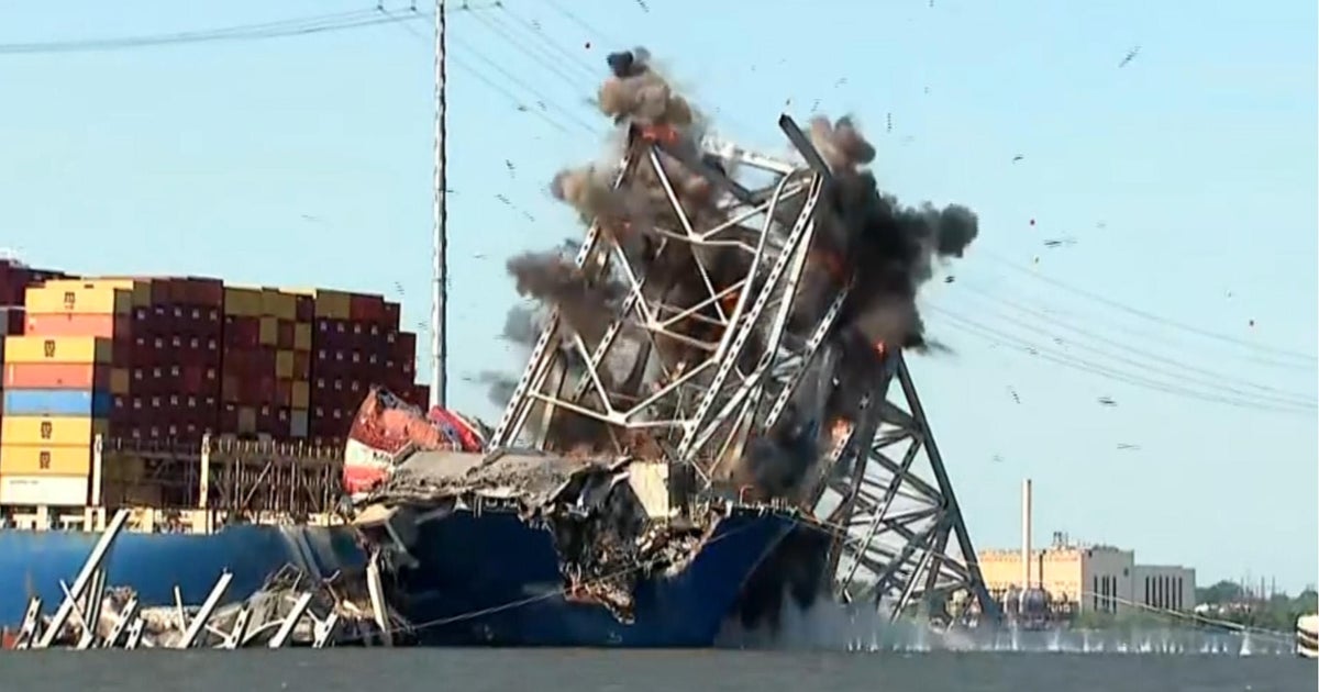 Crews conduct controlled demolition of Baltimore's Key Bridge - CBS News