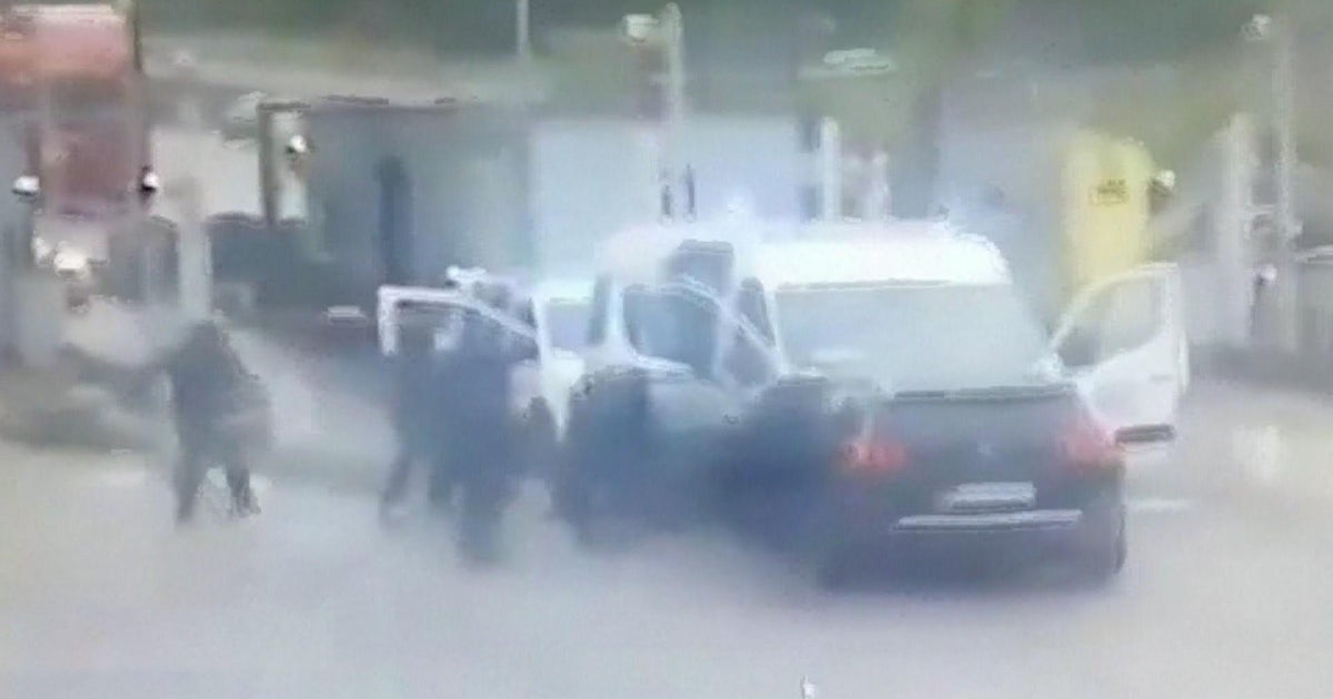 Video shows armed men ambush a prison transport van in France carrying ...