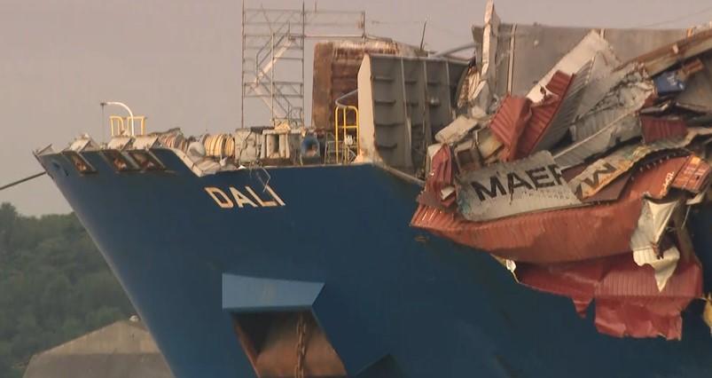 SLIDESHOW: Up-close photos of damage to Dali as ship leaves Key Bridge ...
