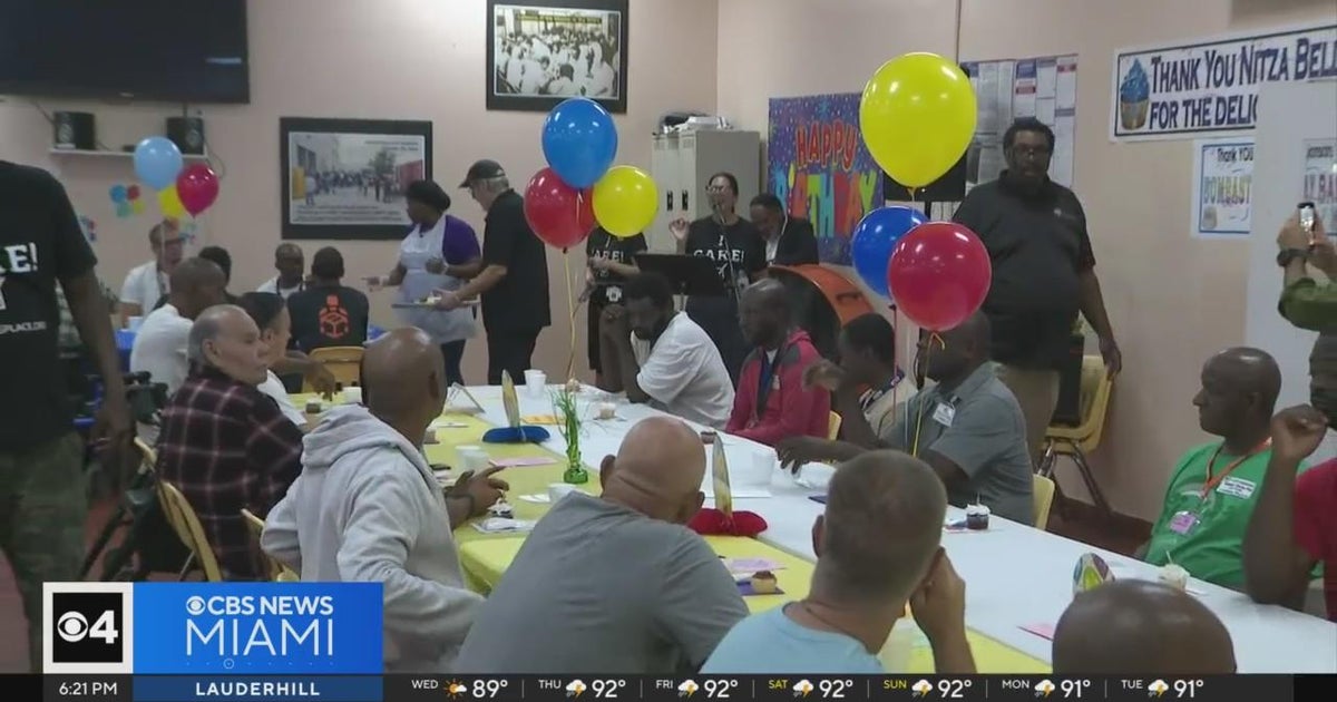 Homeless people celebrate birthdays at the Caring Place - CBS Miami