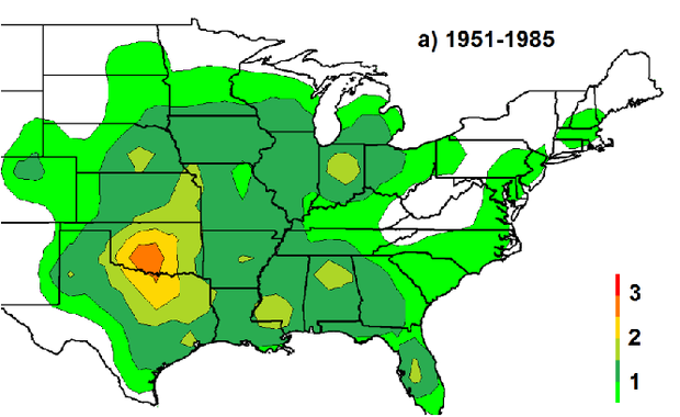 Maps show how "Tornado Alley" has shifted in the U.S. - KTSA