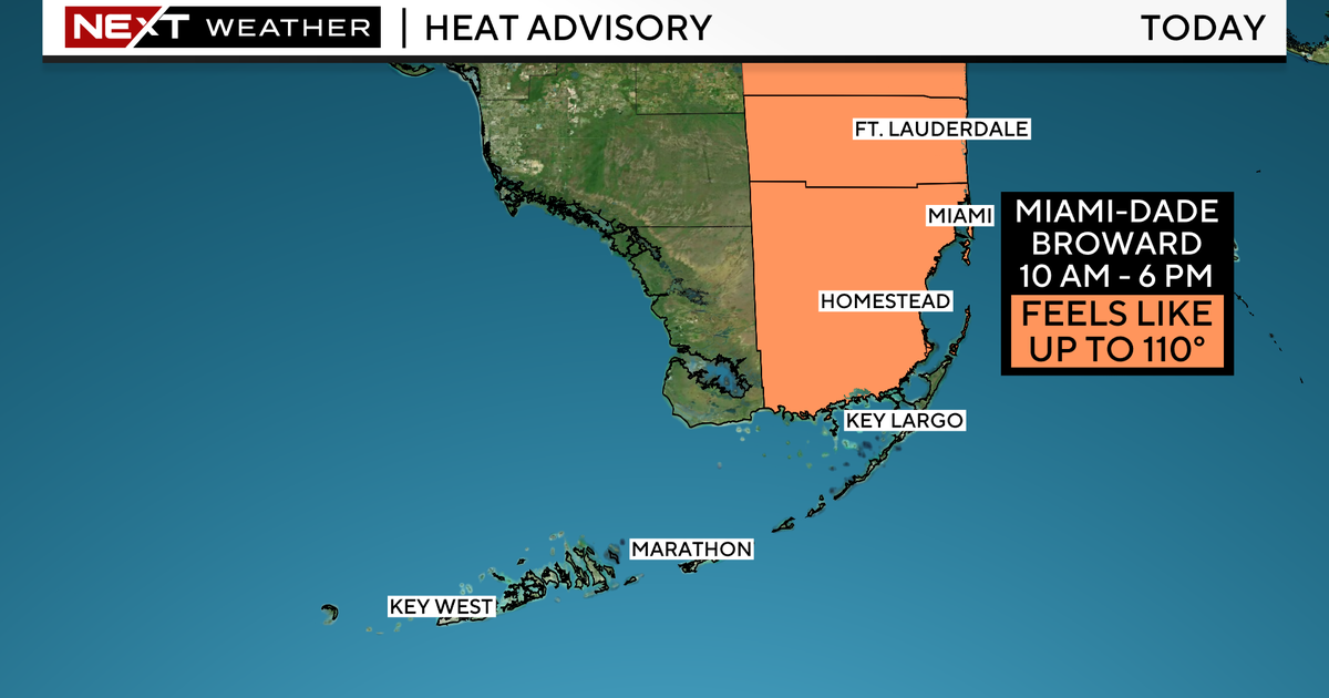 Miami-Dade, Broward under Heat Advisory for much of the day - CBS Miami
