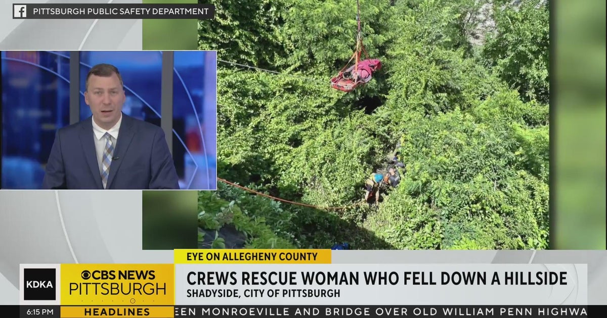 Crews rescue woman who fell down hillside - CBS Pittsburgh