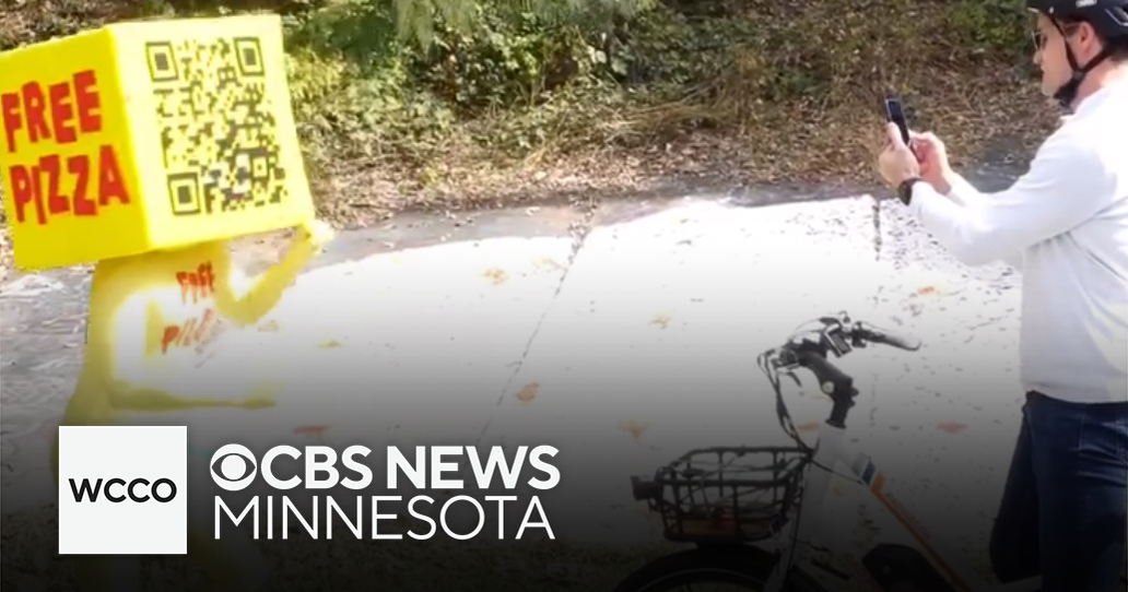 Pizza place entices customers with dodgy "QR code" mascot - CBS Minnesota