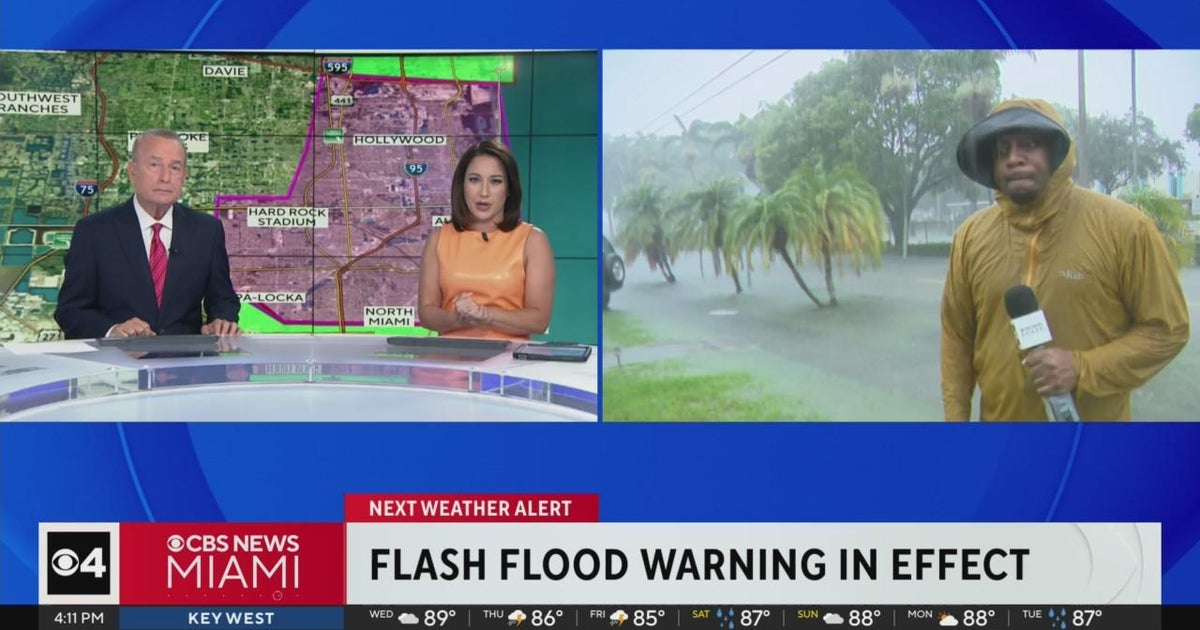Flooded streets reported in Dania Beach - CBS Miami