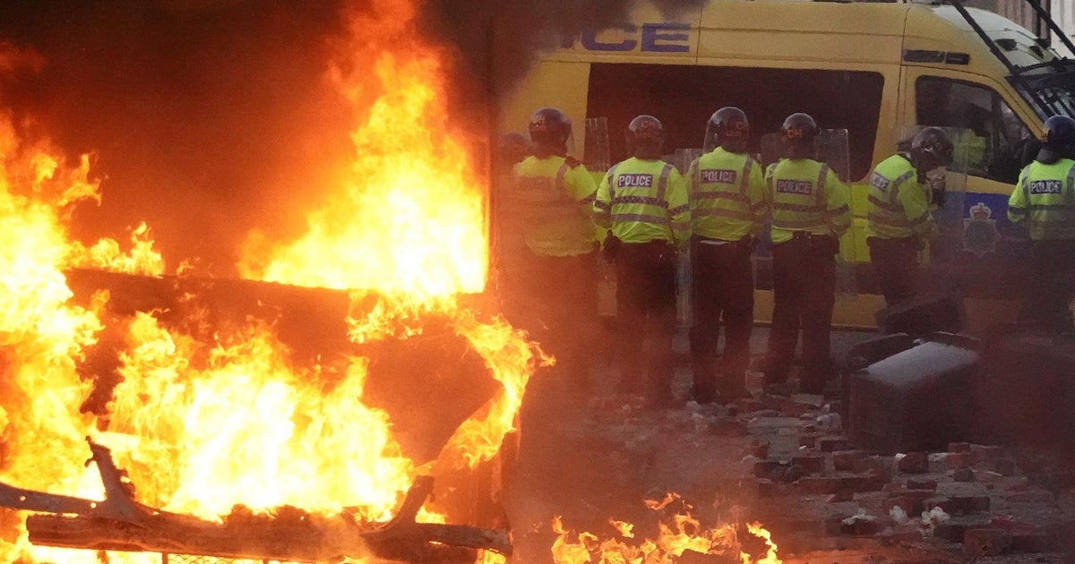 Violent protests in Southport after kids event stabbing - CBS News