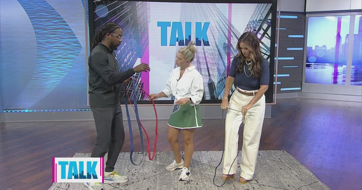 Learning a few exercises with resistance bands from Jordan Rose - CBS ...