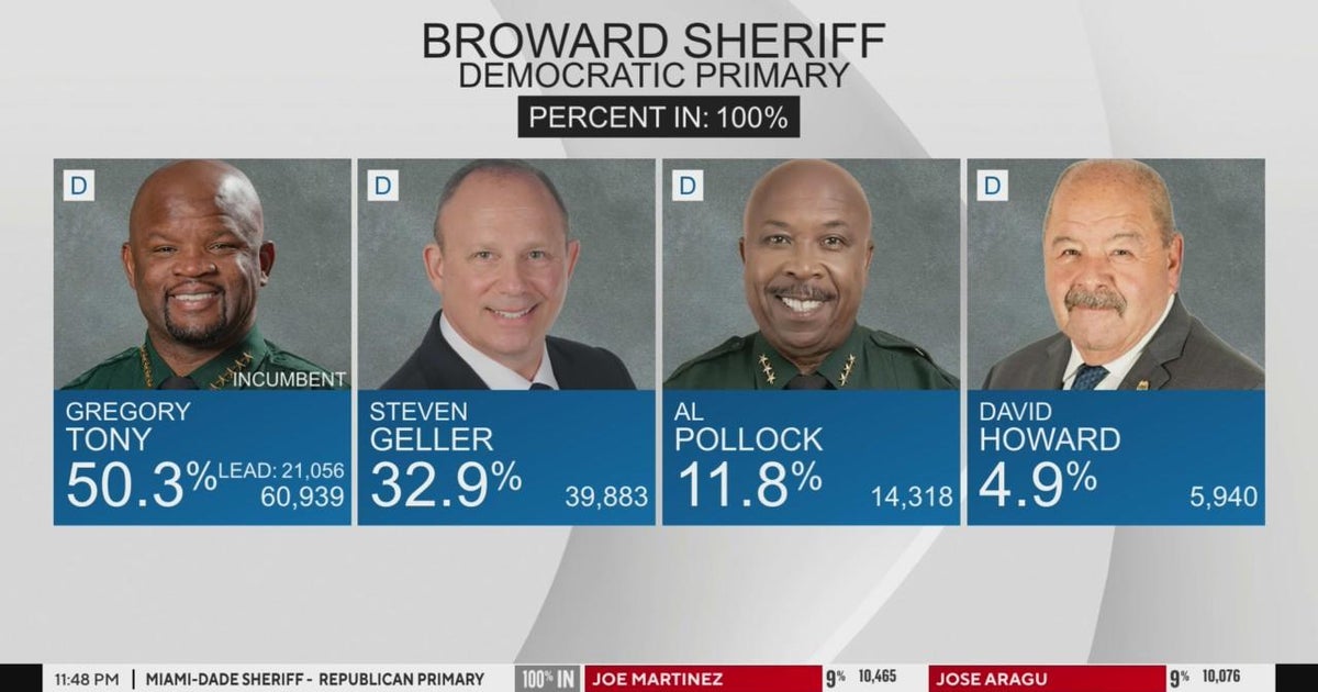 BSO Sheriff Gregory Tony headed to November's general election - CBS Miami