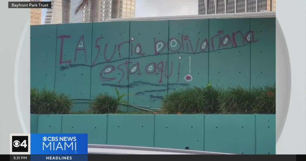Reward offered for graffiti drawn during Venezuela rally in Miami - CBS ...